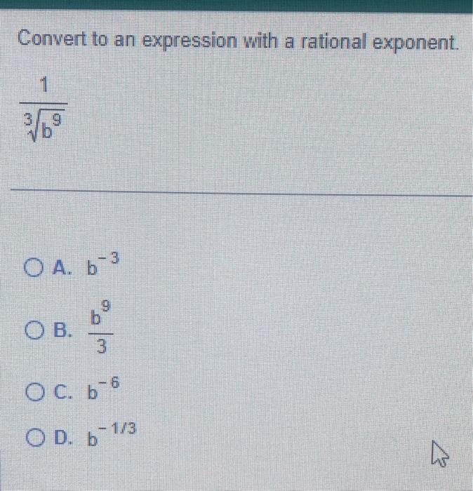 Solved Convert to an expression with a rational exponent. | Chegg.com