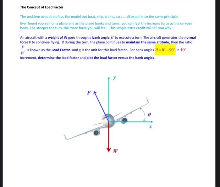 Solved The Concept of Load Factor The problem uses aircraft | Chegg.com