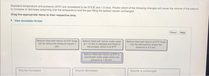 Solved Standard temperature and pressure (STP) are | Chegg.com