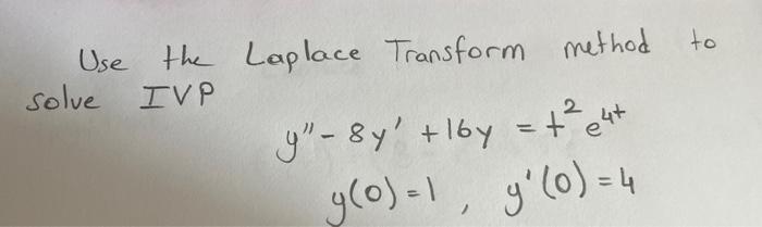 Solved Use the Laplace Transform method to solve IVP | Chegg.com