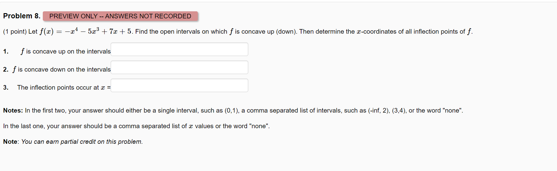Solved Problem 8.PREVIEW ONLY -- ﻿ANSWERS NOT RECORDED(1 | Chegg.com