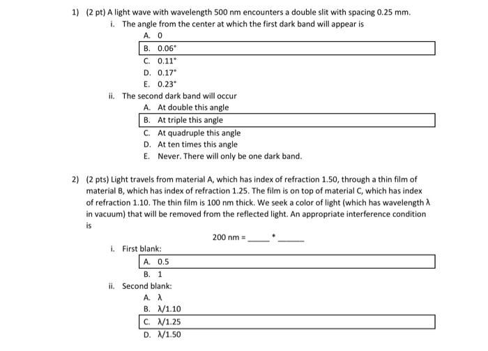 Solved 1) (1 pt) A double-slit interference pattern is | Chegg.com