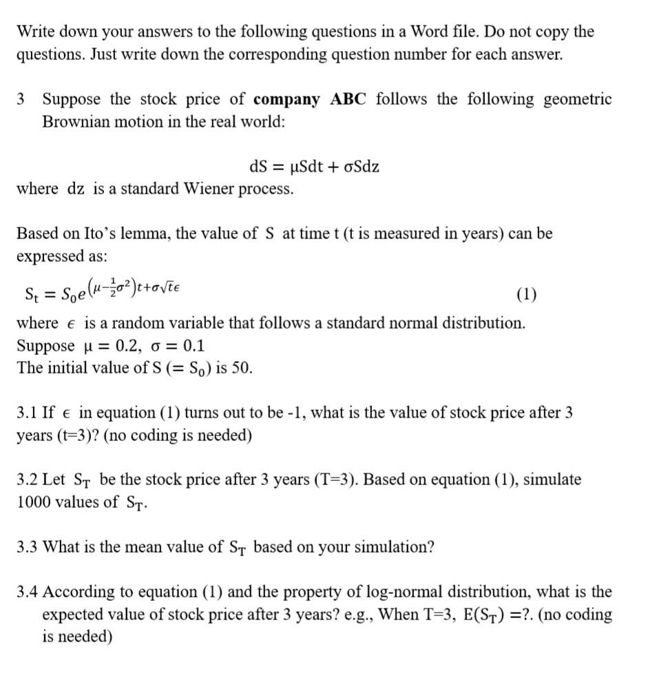 Write down your answers to the following questions in | Chegg.com