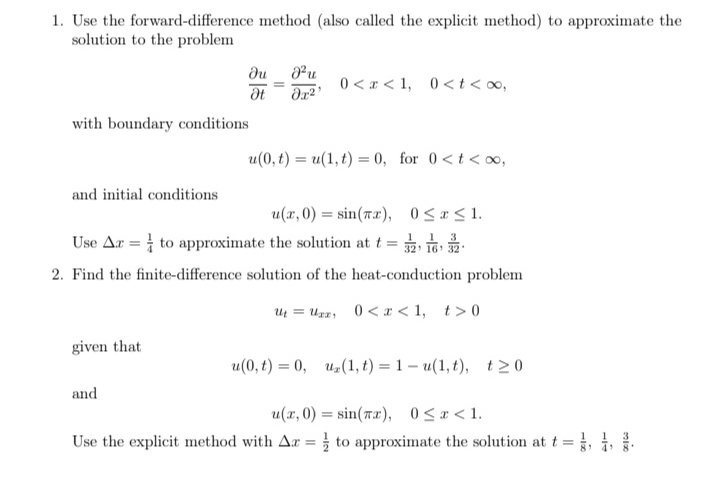 Use the forward-difference method (also called the | Chegg.com Use the forward-difference method (also called the | Chegg.com