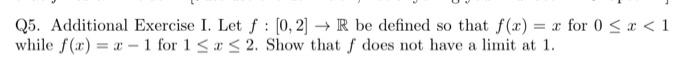 Solved Q5. Additional Exercise I. Let f:[0,2]→R be defined | Chegg.com