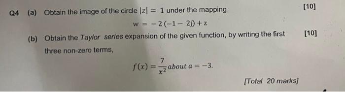 Solved (a) Obtain the image of the circle ∣z∣=1 under the | Chegg.com