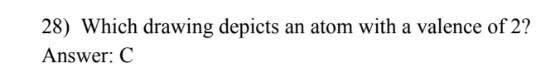 Solved 28) Which drawing depicts an atom with a valence of | Chegg.com