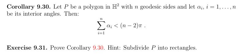 Solved Corollary 9.30. Let P be a polygon in H2 with n | Chegg.com Solved Corollary 9.30. Let P be a polygon in H2 with n | Chegg.com