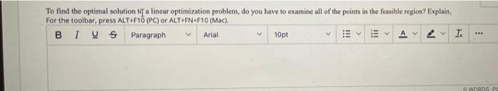 Solved To find the optimal solution to a linear optimization | Chegg.com