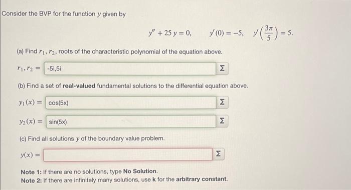 Solved Consider the BVP for the function y given by | Chegg.com