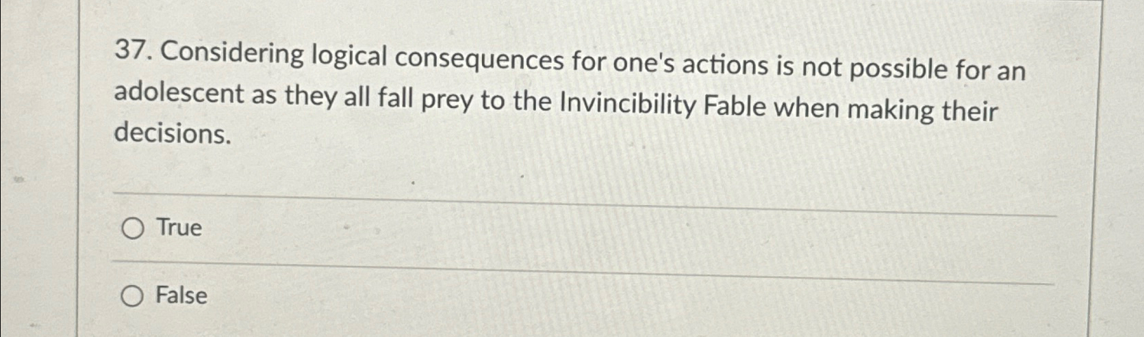 Solved Considering logical consequences for one's actions is | Chegg.com