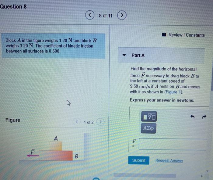 Solved Question 8 8 of 11 > a Review | Constants Block A in | Chegg.com Solved Question 8 8 of 11 > a Review | Constants Block A in | Chegg.com