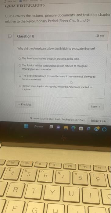 Quiz 4 covers the lectures, primary documents, and | Chegg.com