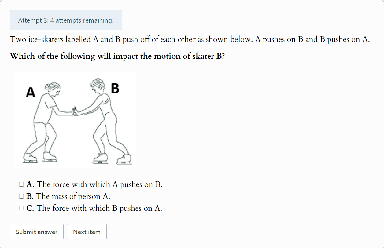 Solved Attempt 3: 4 ﻿attempts remaining.Two ice-skaters | Chegg.com