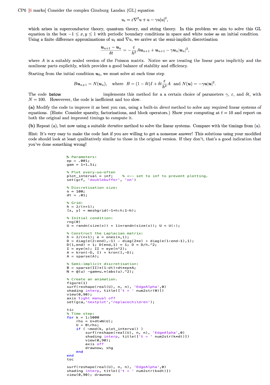 Solved Please solve this problem using Matlab. Please show | Chegg.com