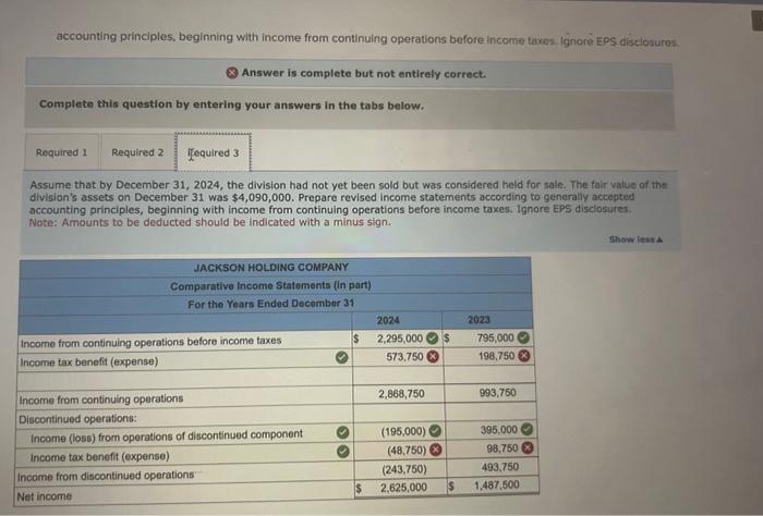 accounting principles, beginning with income from | Chegg.com