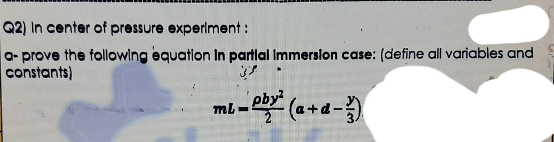 of pressure experiment and in the partial immersion | Chegg.com