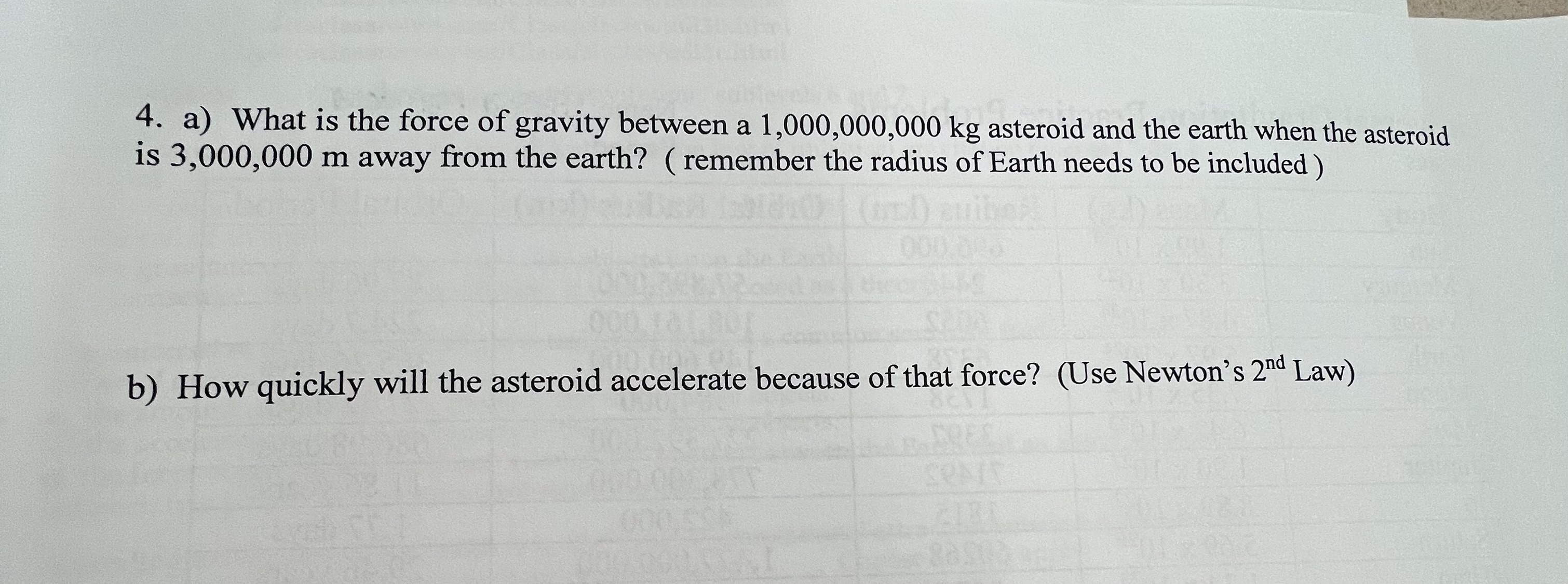 Solved a) ﻿What is the force of gravity between a | Chegg.com