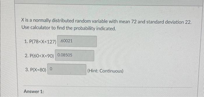 Solved X is a normally distributed random variable with mean | Chegg.com