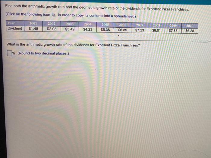 Solved Find both the arithmetic growth rate and the | Chegg.com