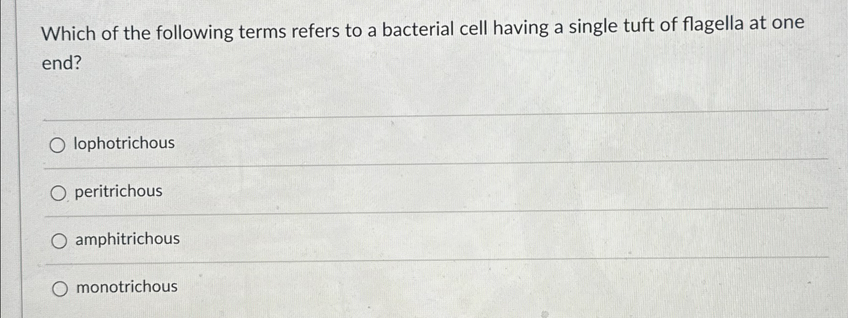 Solved Which of the following terms refers to a bacterial | Chegg.com