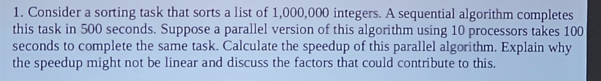 Solved Consider a sorting task that sorts a list of | Chegg.com