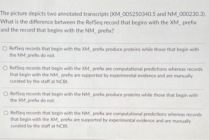 Solved The picture depicts two annotated transcripts | Chegg.com