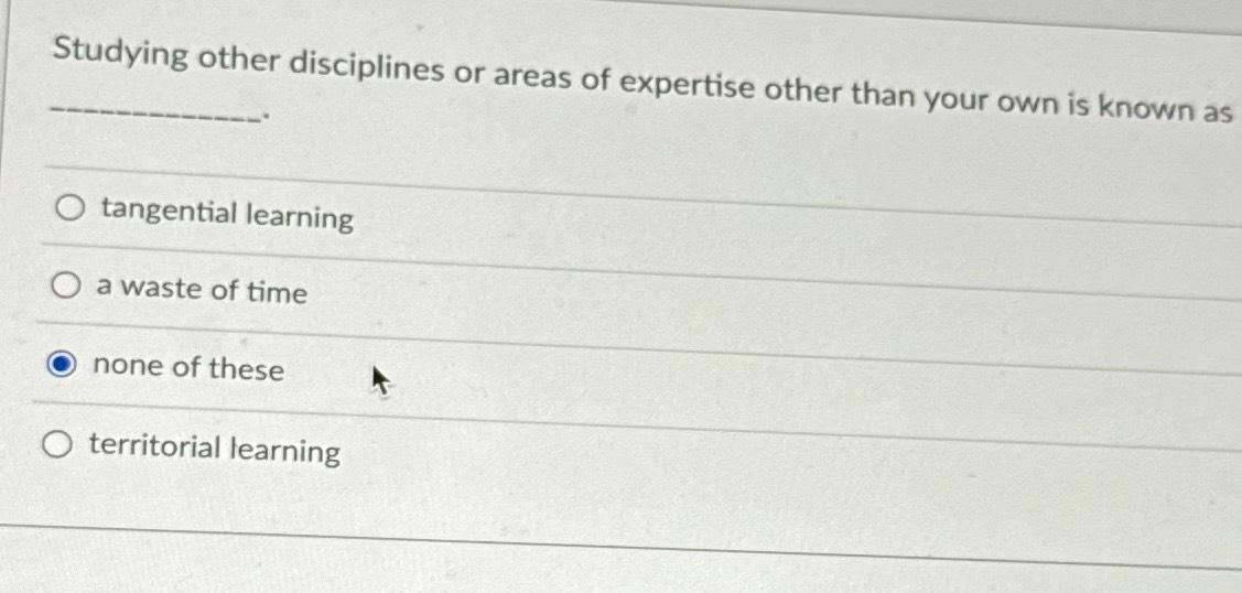 Solved Studying other disciplines or areas of expertise | Chegg.com