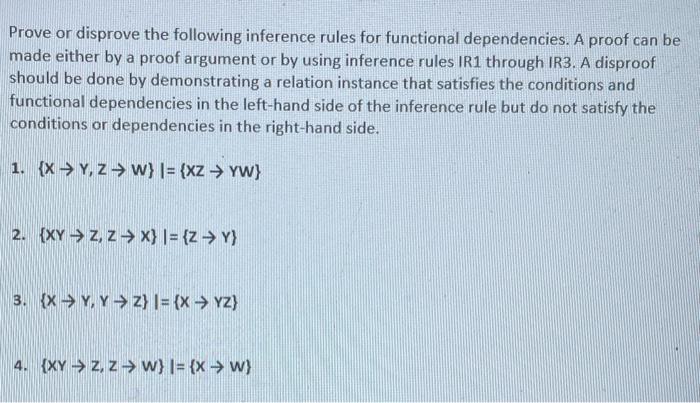 Solved Prove or disprove the following inference rules for | Chegg.com