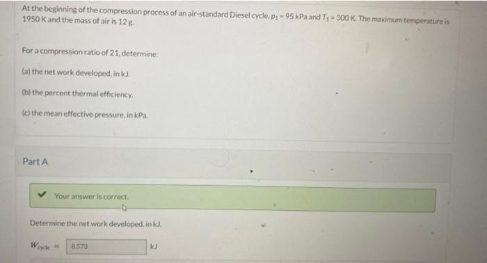 Solved At the beginning of the compression process of an | Chegg.com