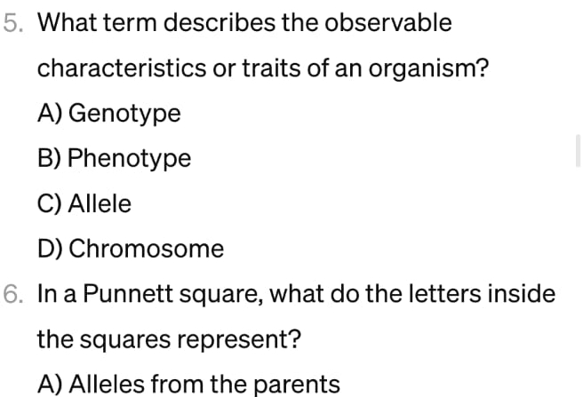 Solved What term describes the observable characteristics or | Chegg.com