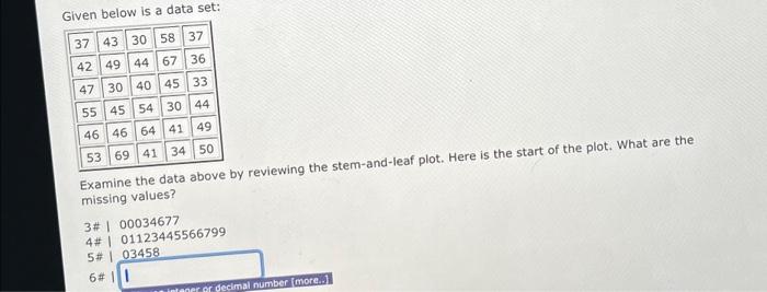 Solved Given below is a data set: 37 43 30 58 37 42 49 44 67 | Chegg.com