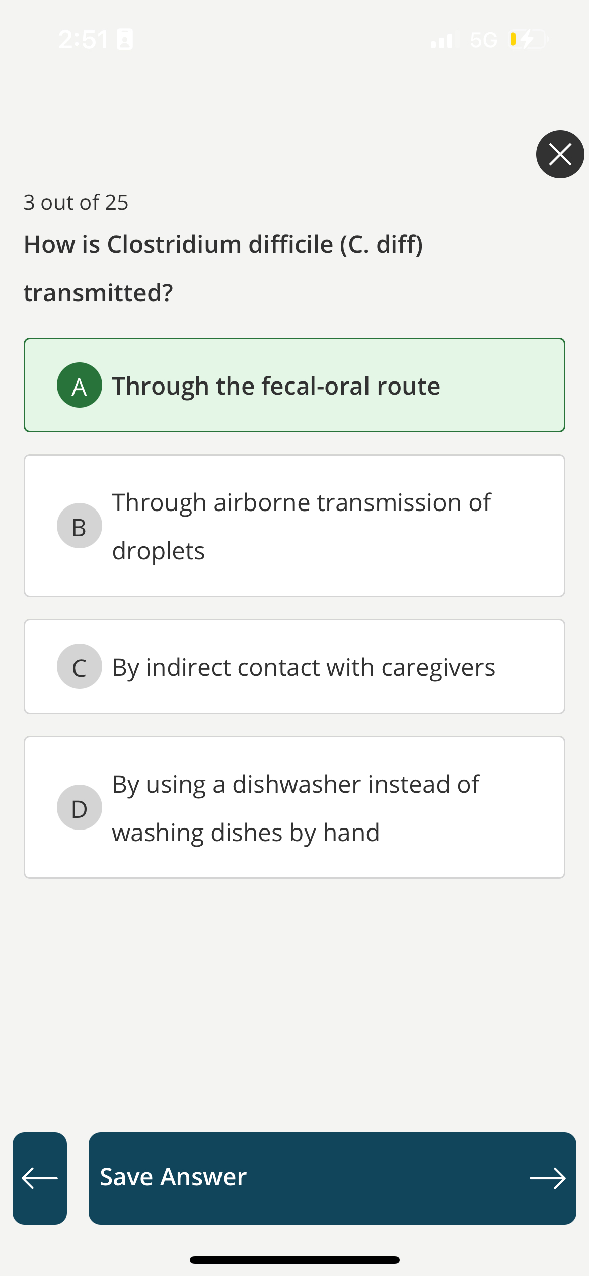 Solved 3 ﻿out of 25How is Clostridium difficile (C. ﻿diff) | Chegg.com