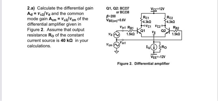 Solved 2.b) Draw the vC1,vC2, and vE (both AC and DC | Chegg.com