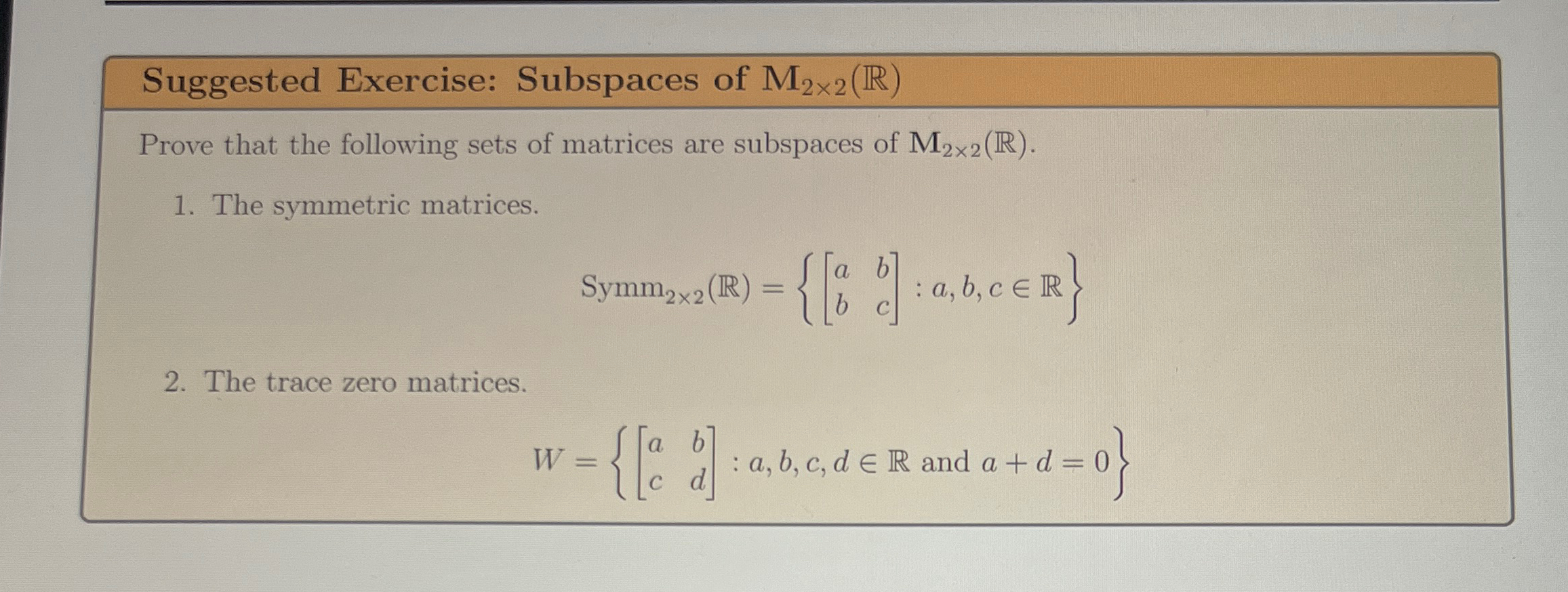 Solved Prove that the following sets of matrices are | Chegg.com