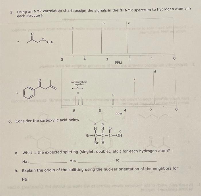 Solved 5. Using an NMR correlation chart, assign the signals | Chegg.com