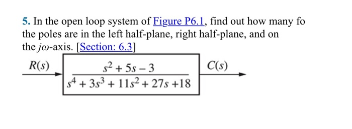 Solved 5. In the open loop system of Figure P6.1, find out | Chegg.com