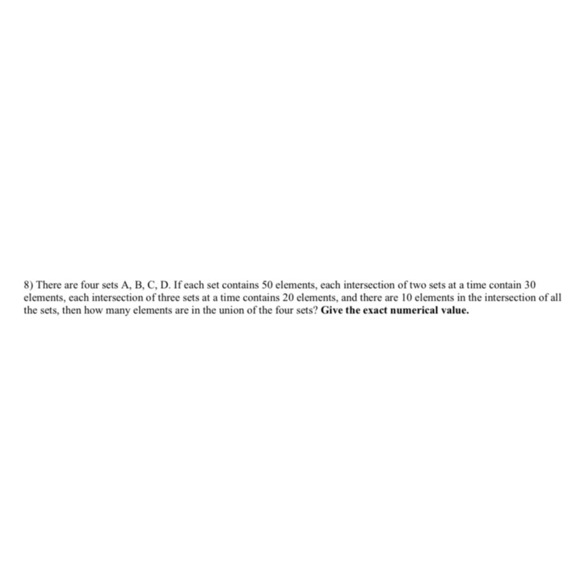 Solved There Are Four Sets A ﻿b ﻿c ﻿d ﻿if Each Set
