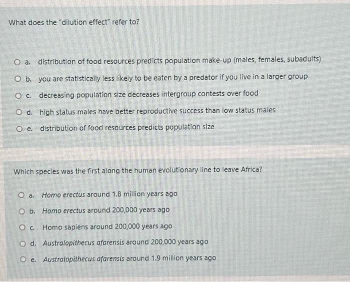 Solved What does the "dilution effect" refer to? O a. | Chegg.com