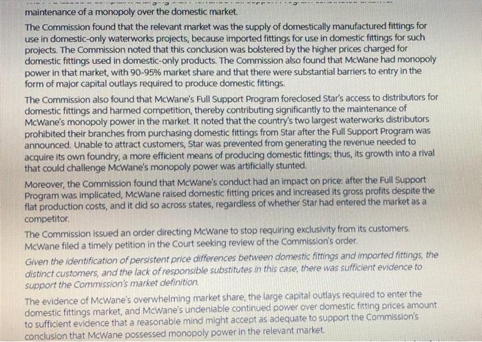 Solved Read Case 27.1: McWane, Inc. v. Federal Trade | Chegg.com