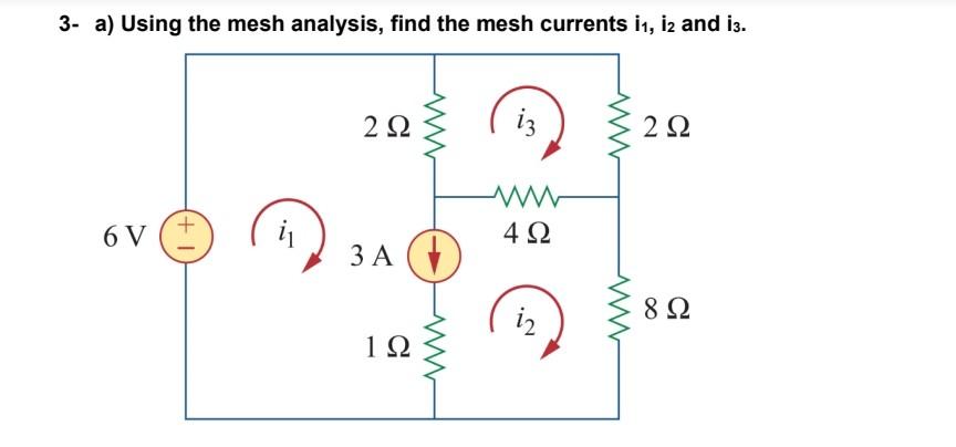 Solved 3- a) Using the mesh analysis, find the mesh currents | Chegg.com