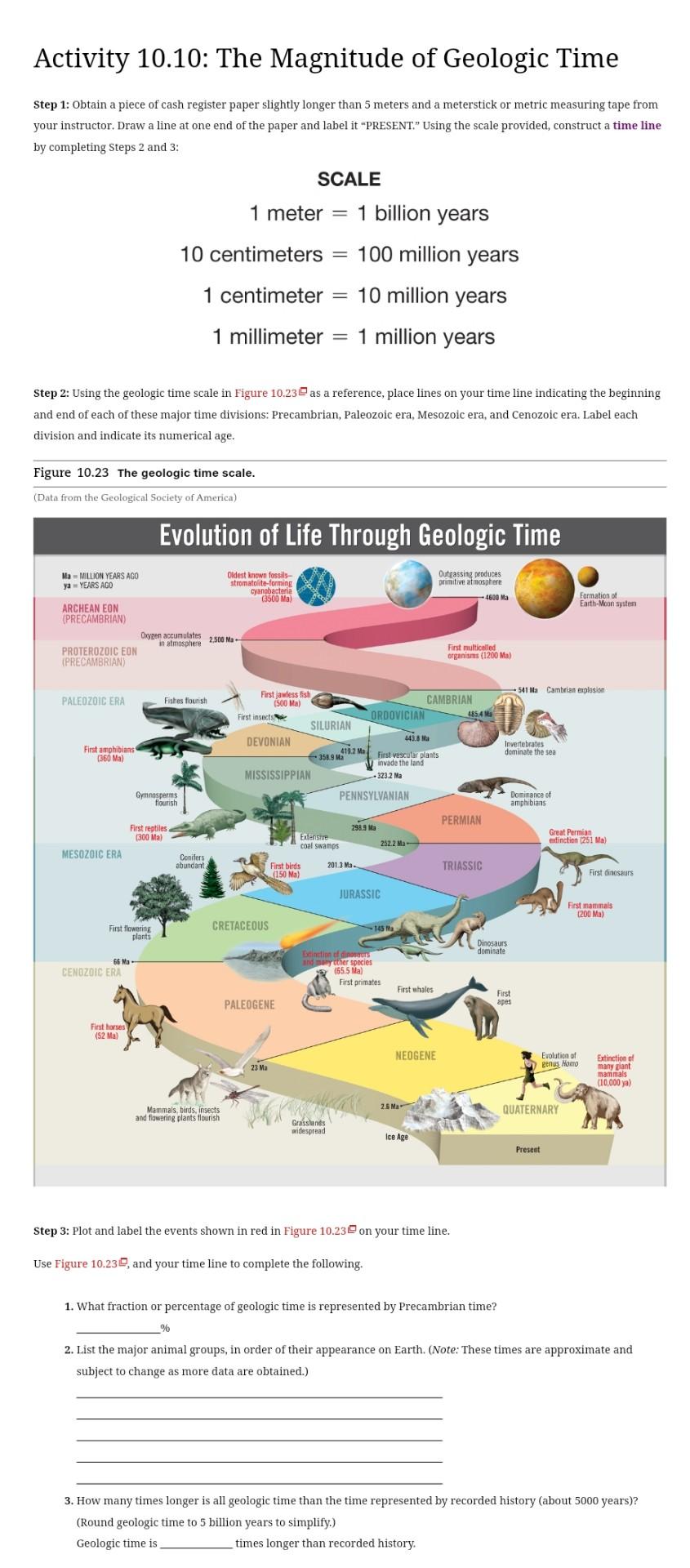 Solved Activity 10.10: The Magnitude of Geologic Time Step | Chegg.com
