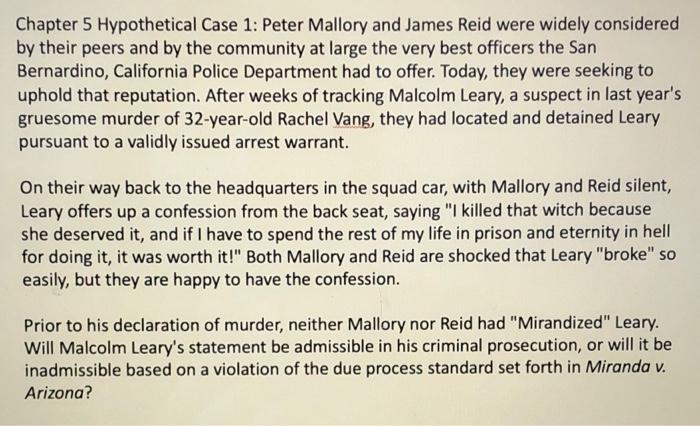 Chapter 5 Hypothetical Case 1: Peter Mallory and | Chegg.com
