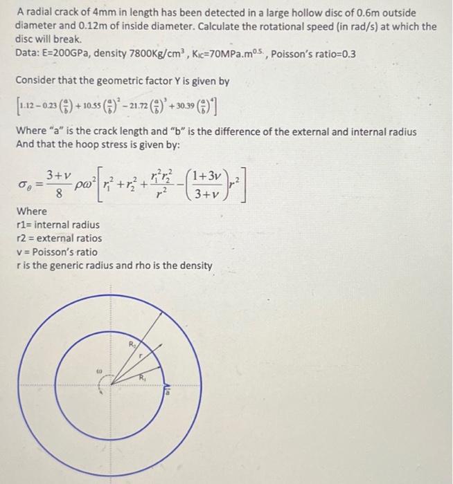Solved A radial crack of 4 mm in length has been detected in | Chegg.com