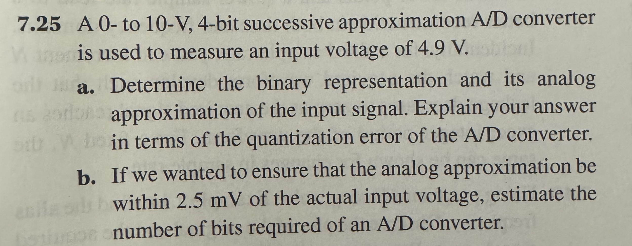 Solved 7.25 ﻿A 0 - ﻿to 10 -V, 4-bit successive approximation | Chegg.com