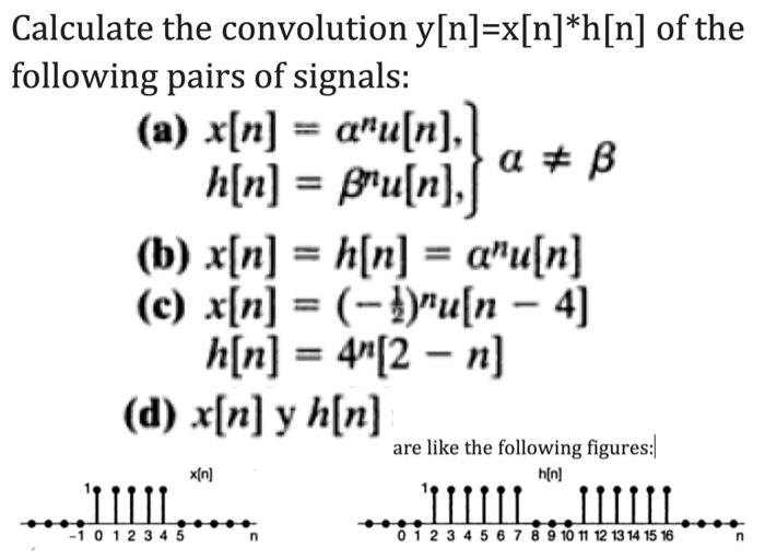 Solved fata Calculate the convolution y[n]=x[n]*h[n] of the | Chegg.com