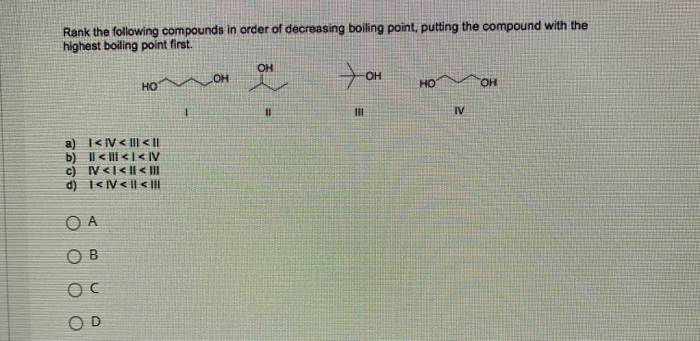 Solved Rank the following compounds in order of decreasing | Chegg.com