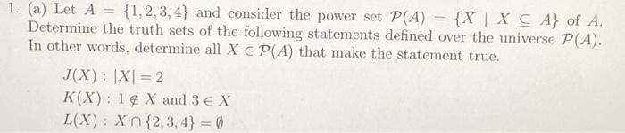 Solved 1. (a) Let A={1,2,3,4} and consider the power set | Chegg.com