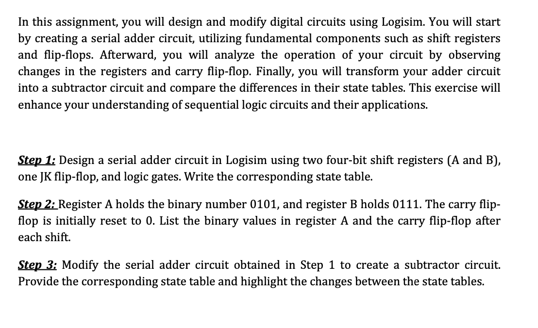 Solved PLEASE DO İT USİNG LOGİSİM APP AND GİVE SCREENSHOOTS | Chegg.com