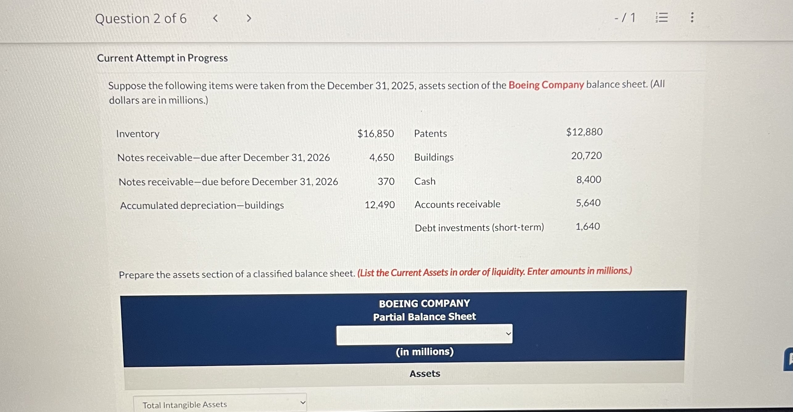 Solved Question 2 ﻿of 6Current Attempt in ProgressSuppose | Chegg.com